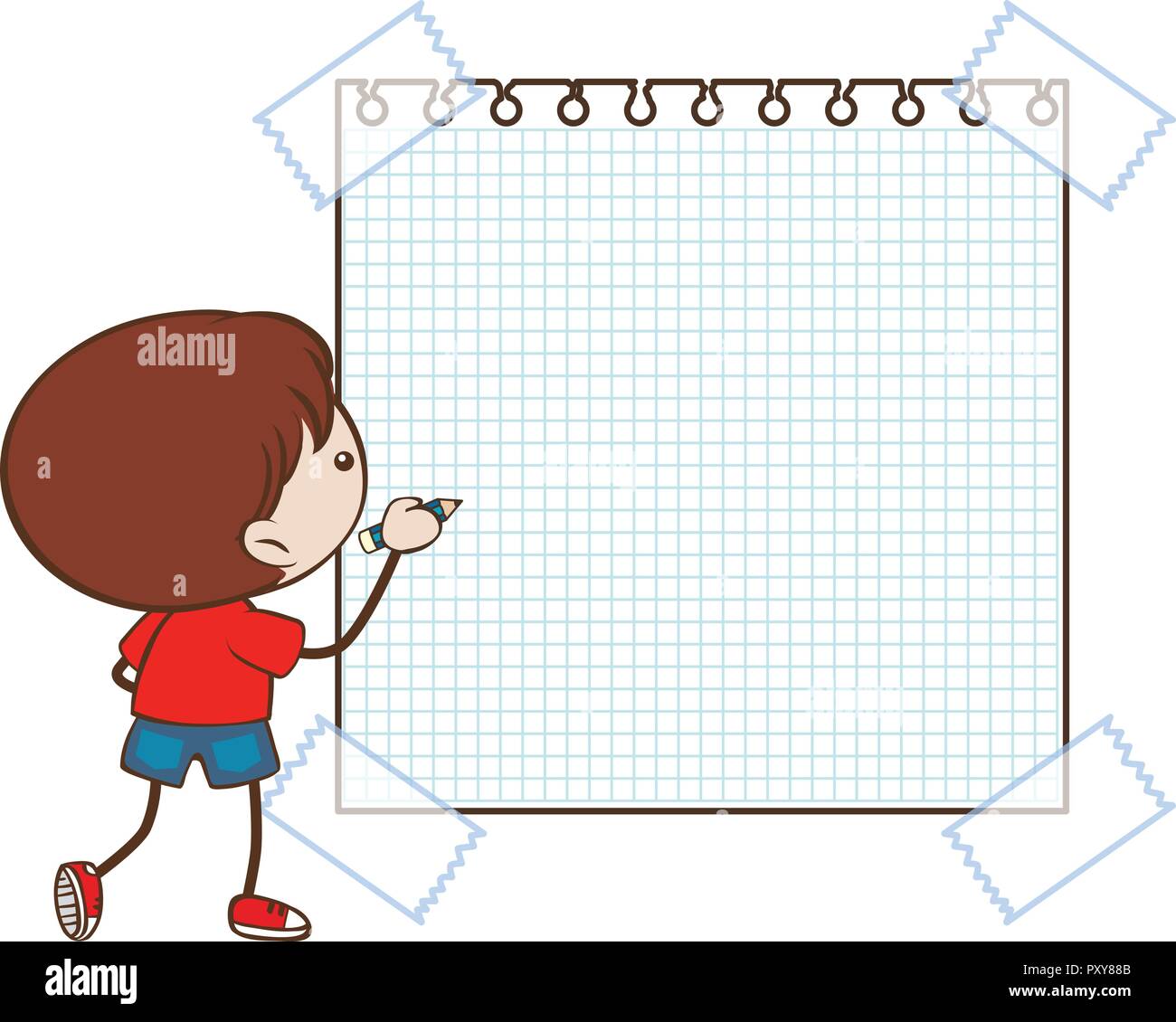 Blank paper with boy writing on it illustration Stock Vector Image ...
