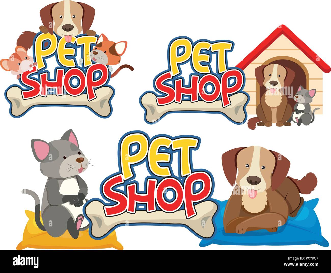 Petshop set of animals illustration Stock Vector Image & Art - Alamy