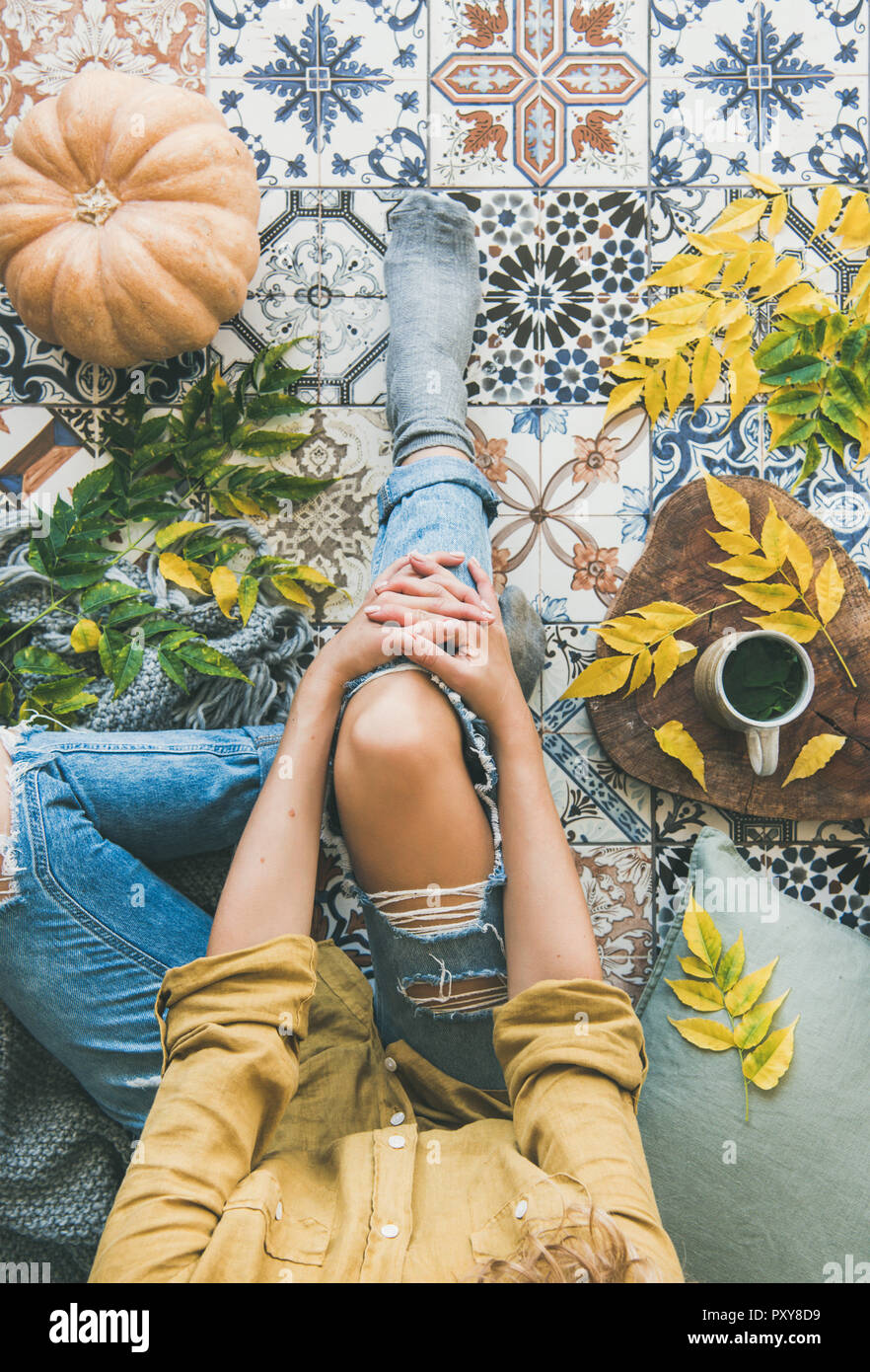 Person balcony autumn hi-res stock photography and images - Alamy