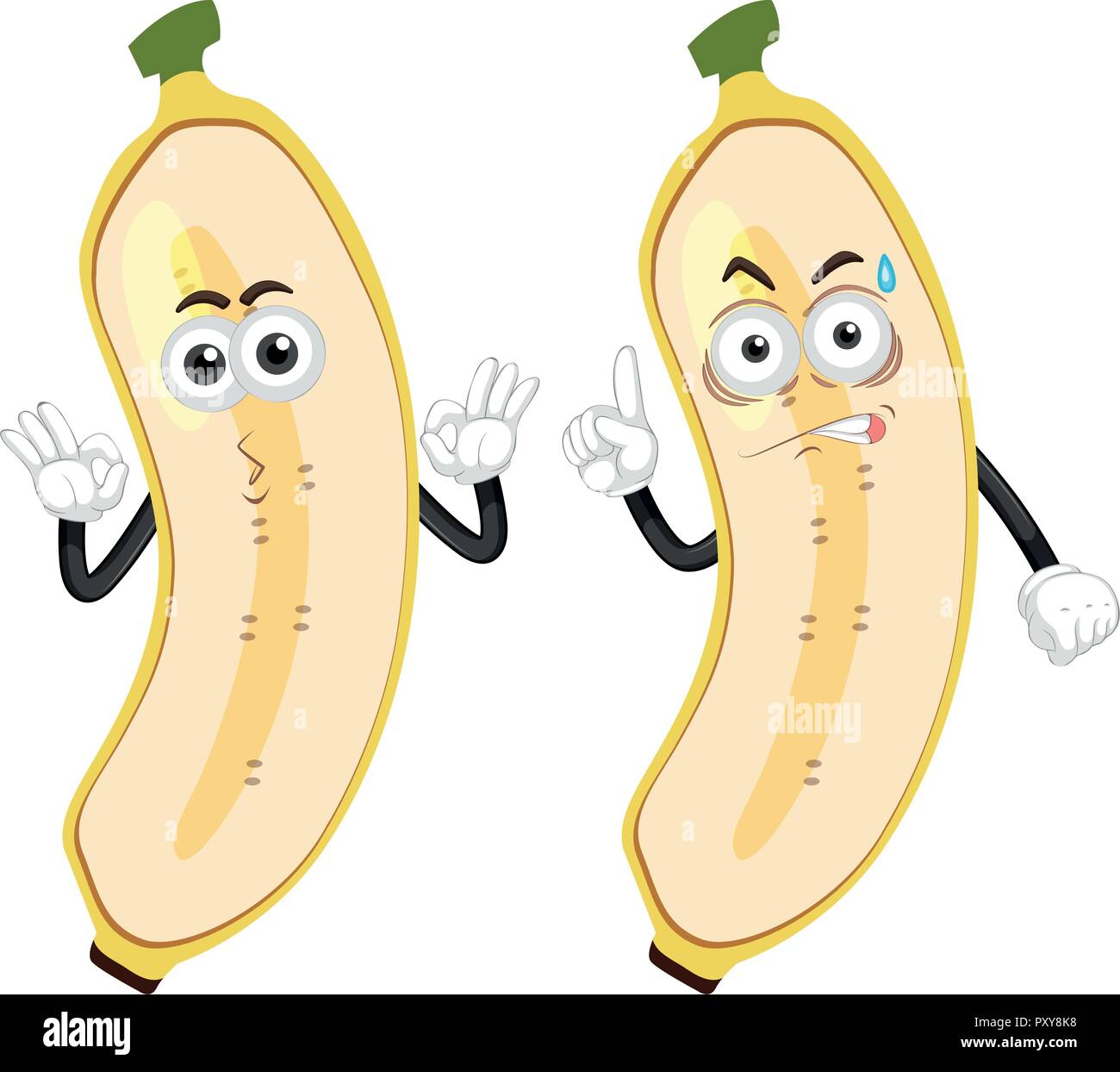 Banana with two emotions illustration Stock Vector Image & Art - Alamy