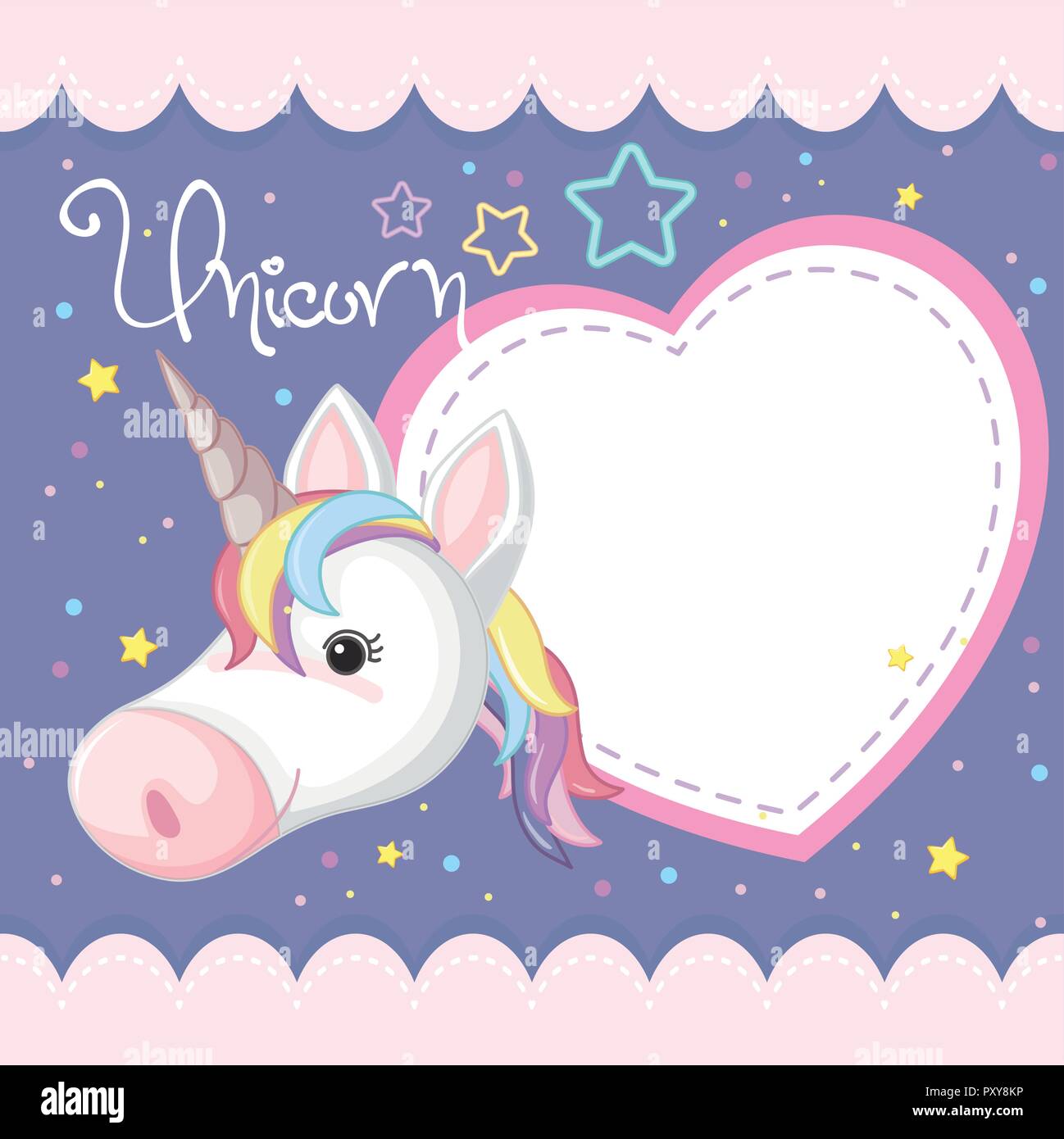 Banner template with purple unicorn illustration Stock Vector Image ...