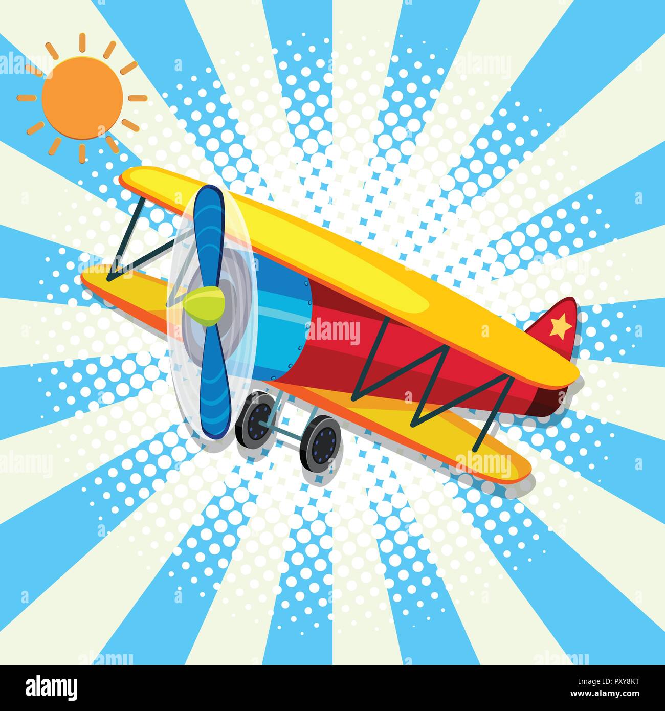 Red plane flying on bright sky illustration Stock Vector Image & Art ...
