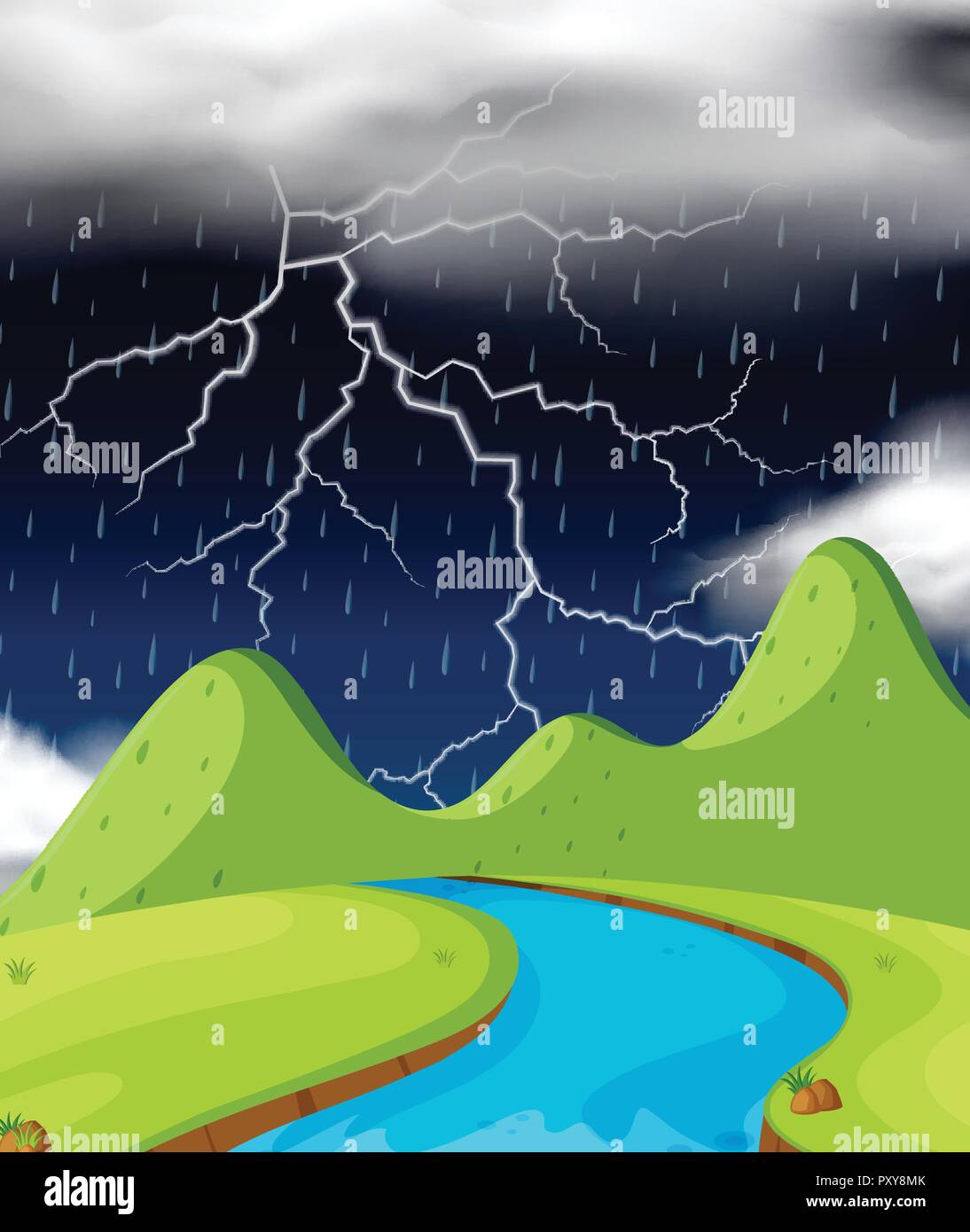 Lightning hills Stock Vector Images - Alamy