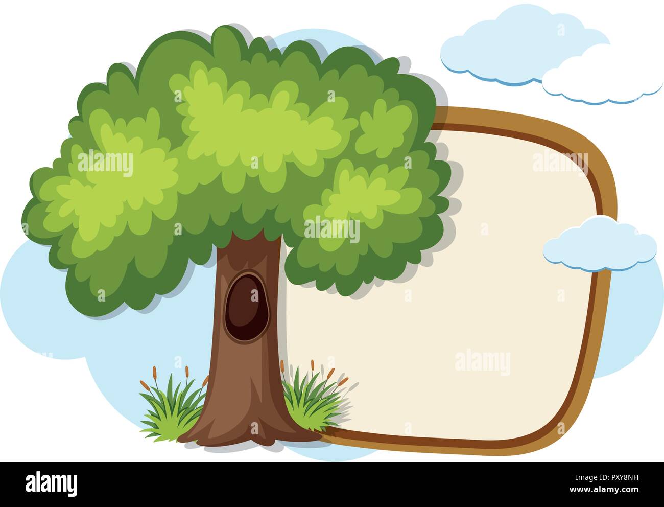 Border template with green tree illustration Stock Vector Image & Art ...