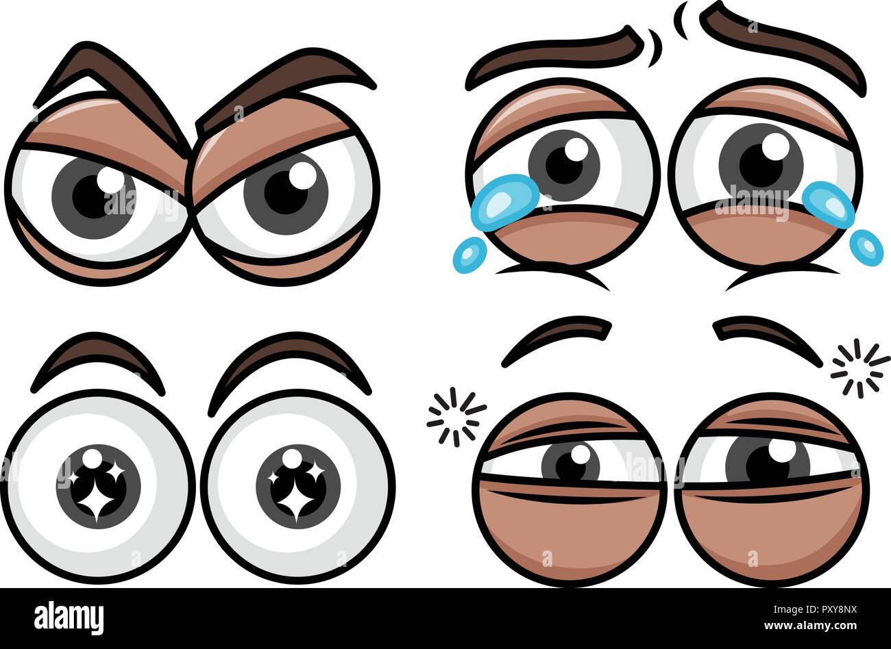 Set blue smiley different emotions Stock Vector Images - Alamy