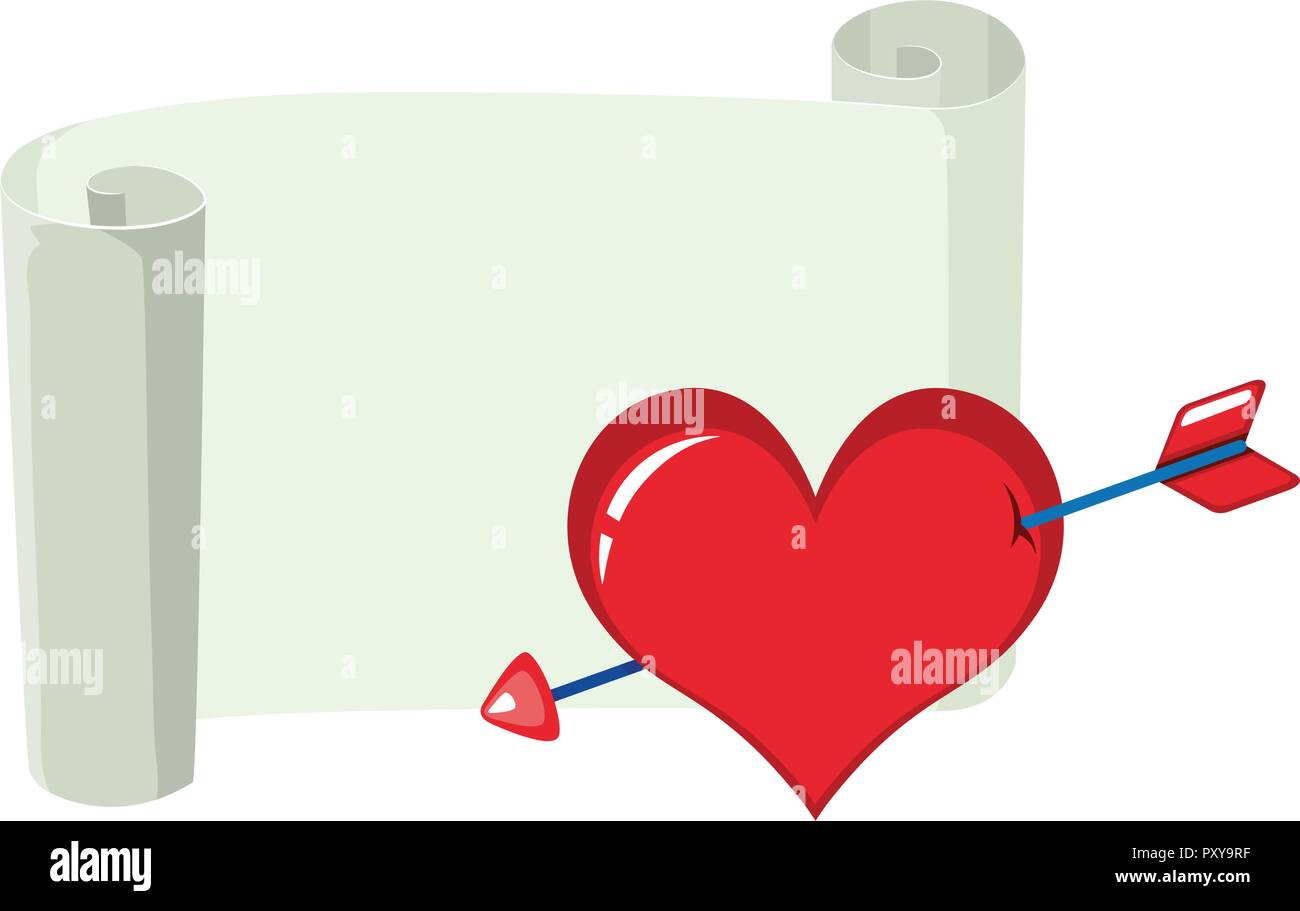 White paper and red heart template illustration Stock Vector Image ...