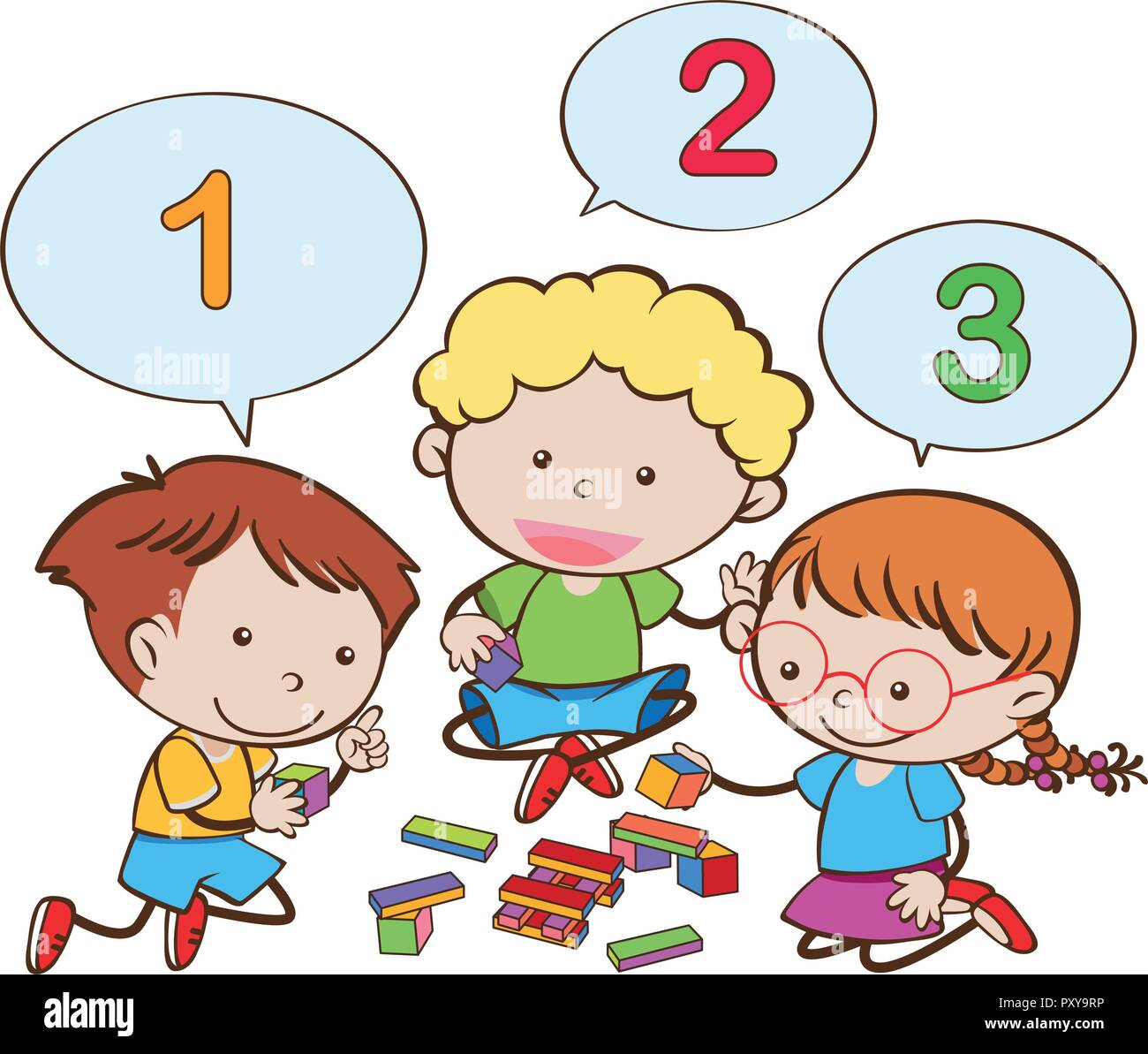 Happy Children Counting Numbers Illustration Stock Vector Image Art