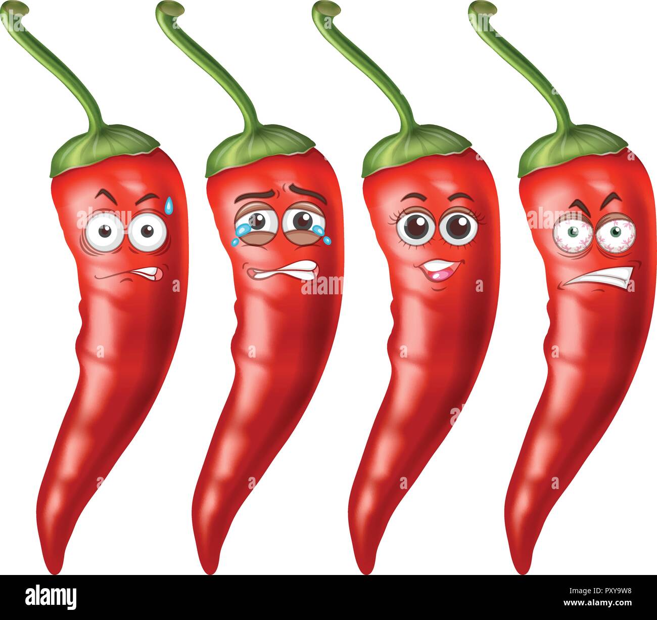 Red chili with facial expressions illustration Stock Vector Image & Art ...