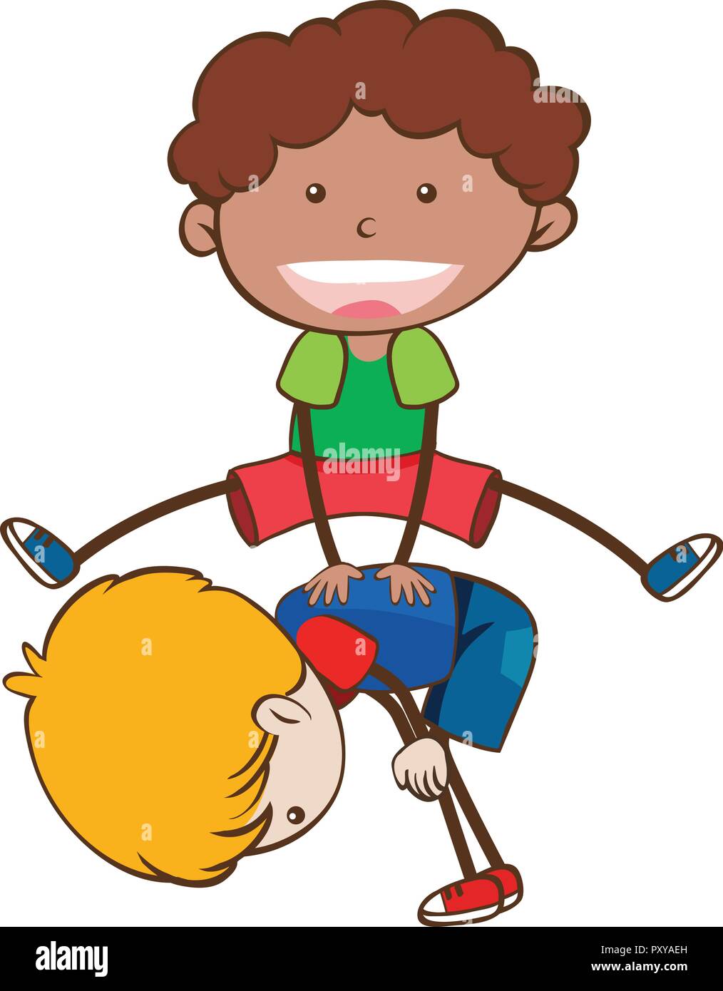 Kids Playing Leapfrog on White Background illustration Stock Vector ...