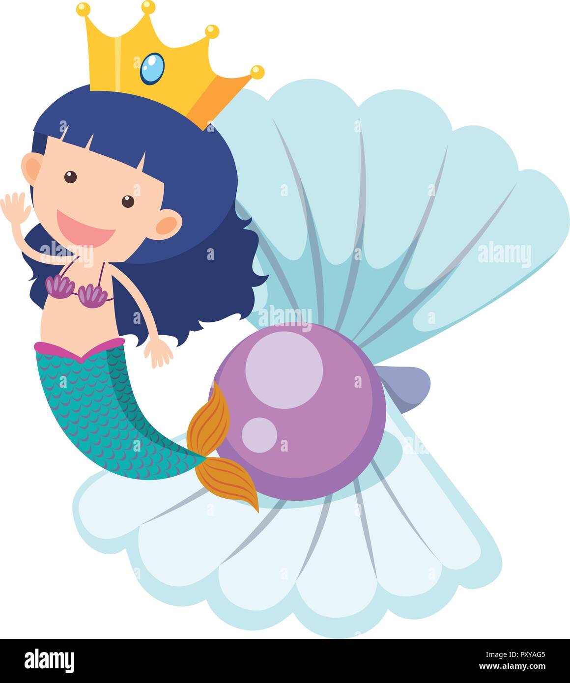 Cute mermaid and purple pearl illustration Stock Vector Image & Art - Alamy