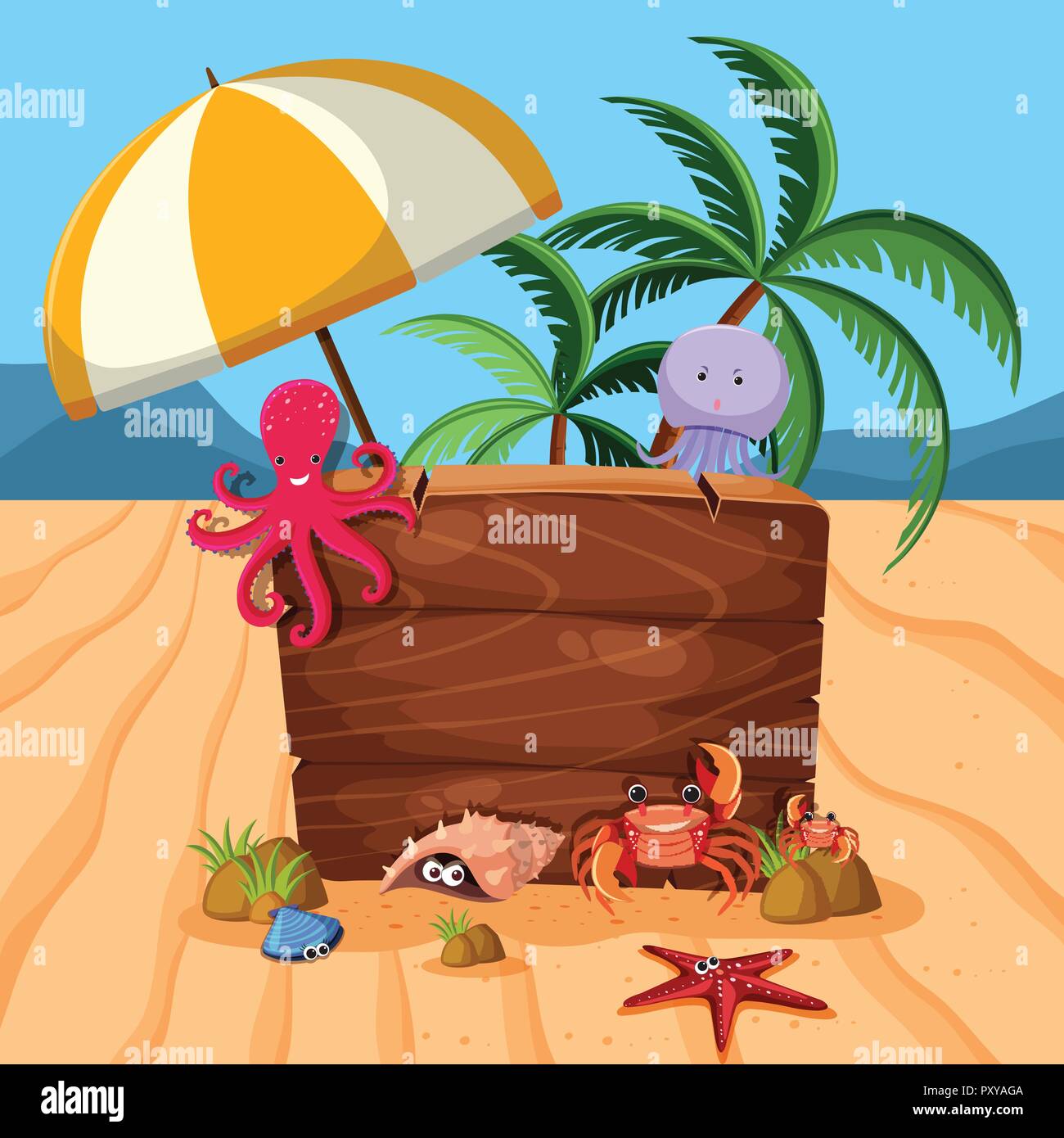 Sea animals on beach Stock Vector Images - Alamy