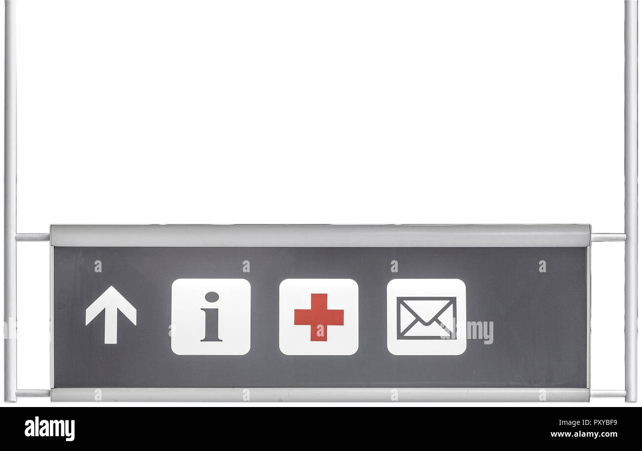 Hinweisschild, Info, Rot-Kreuz, Post Stock Photo - Alamy