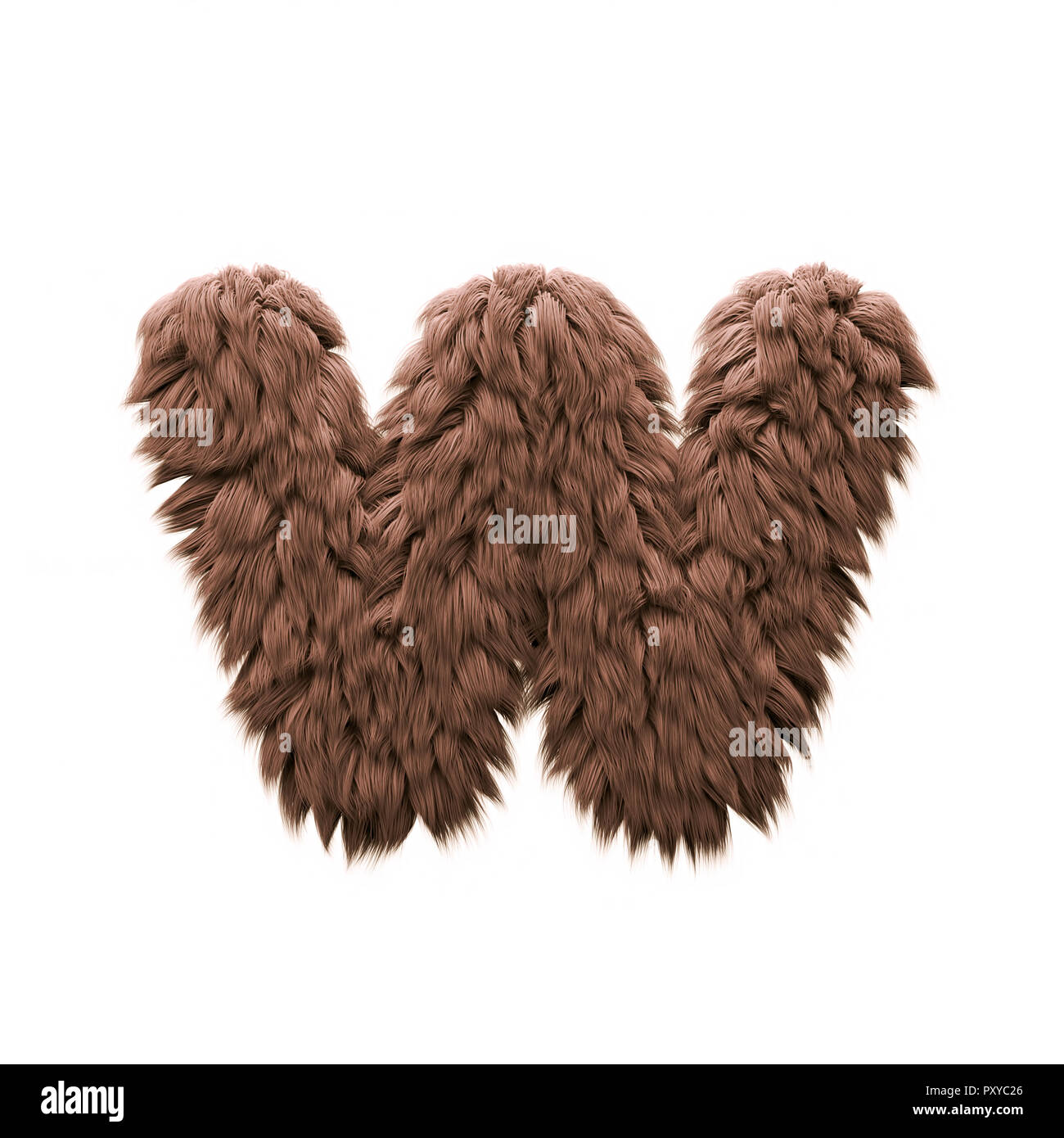 Monster letter W. Lower-case 3d halloween font isolated on white ...