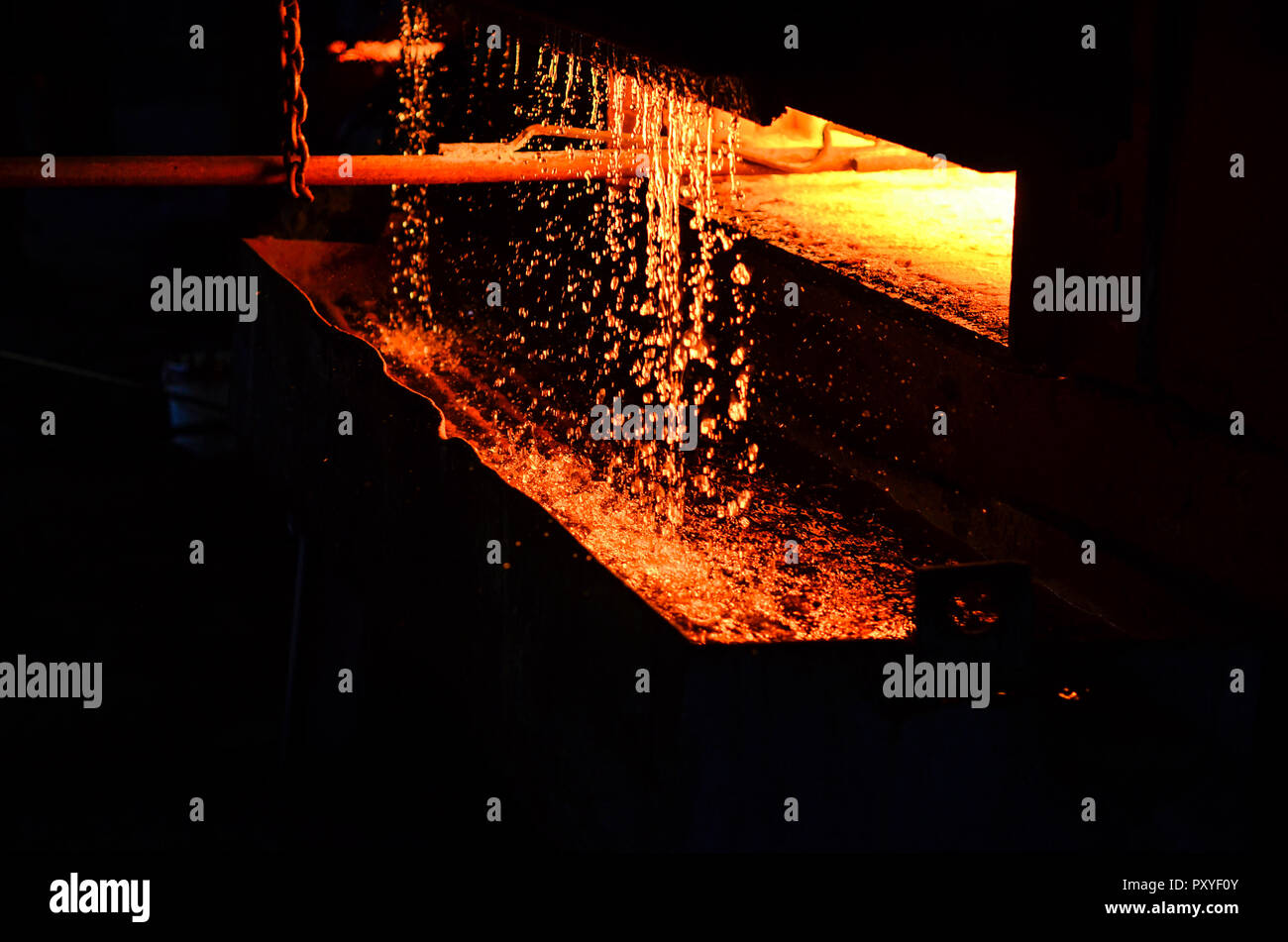 Atmosphere of steel-making furnace in smelting steel plant. Blast ...