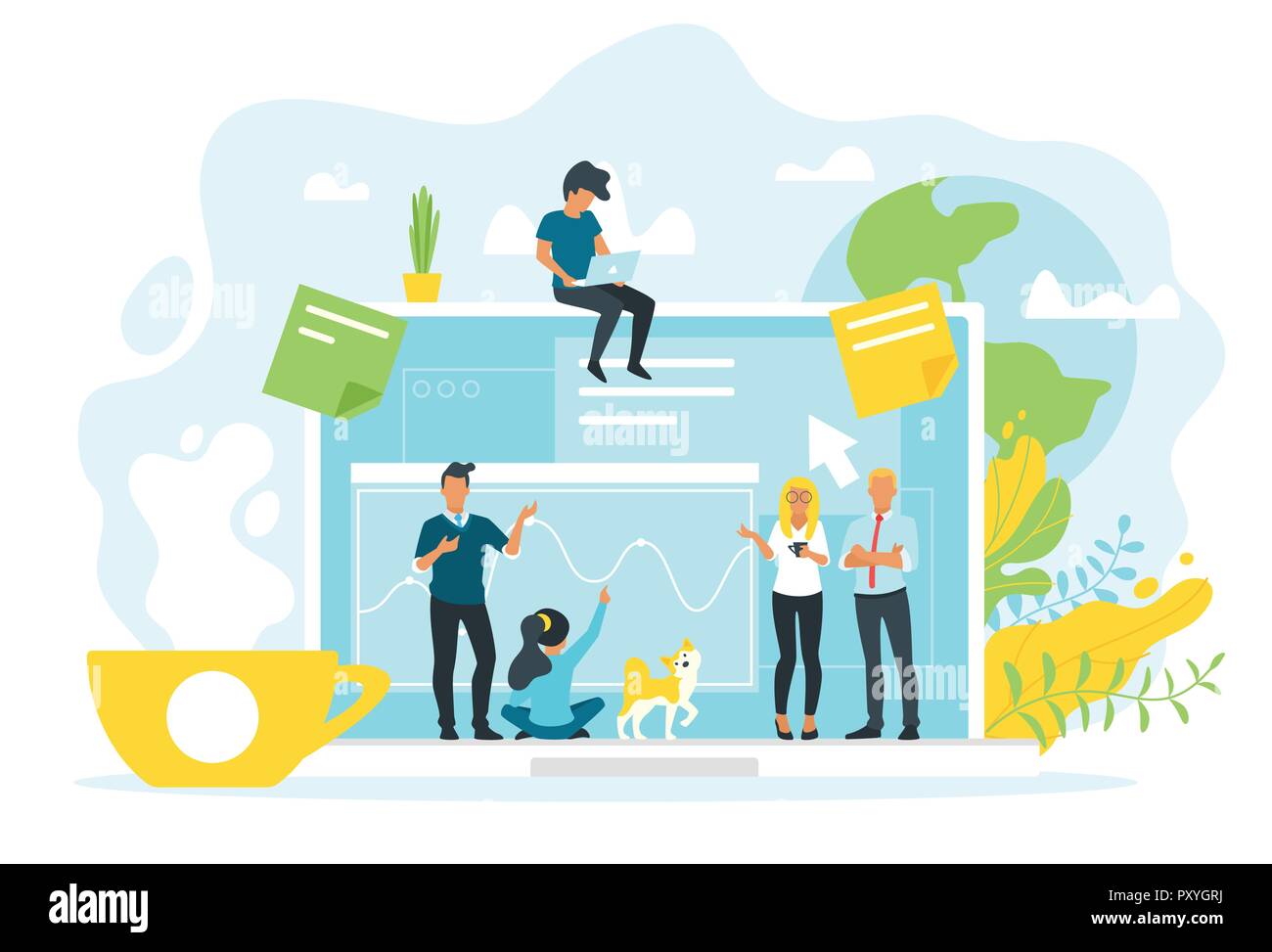 Social network communication. People silhouettes in different pose talk ...