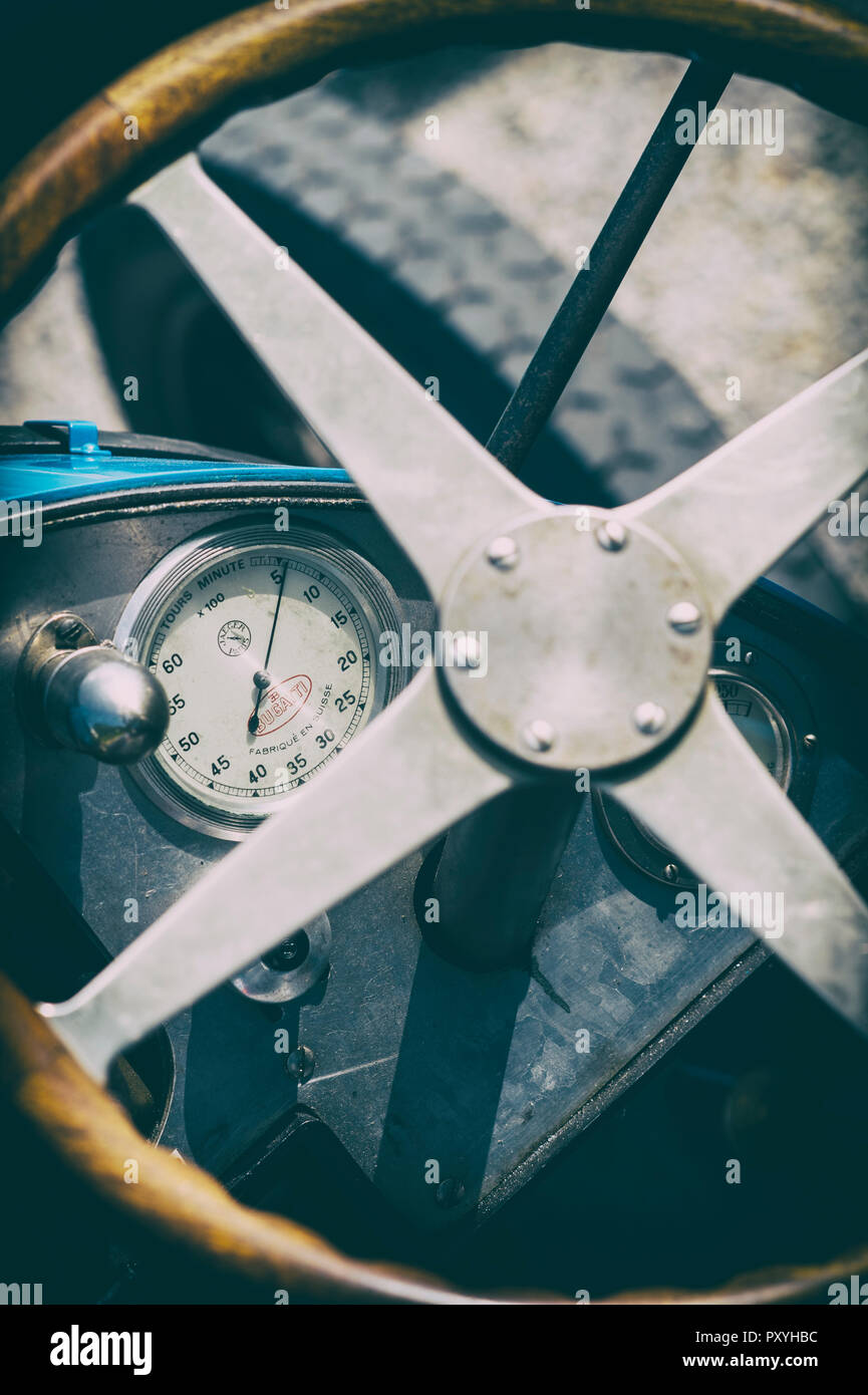 1926 Bugatti T23 Brescia Car gauges on the dashboard. UK. Vintage ...