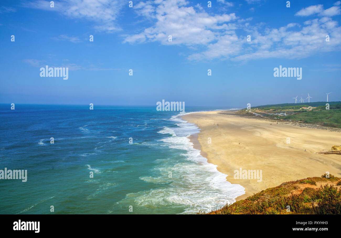 View North Beach (Praia do Norte). Most famous place of giant breaking ...