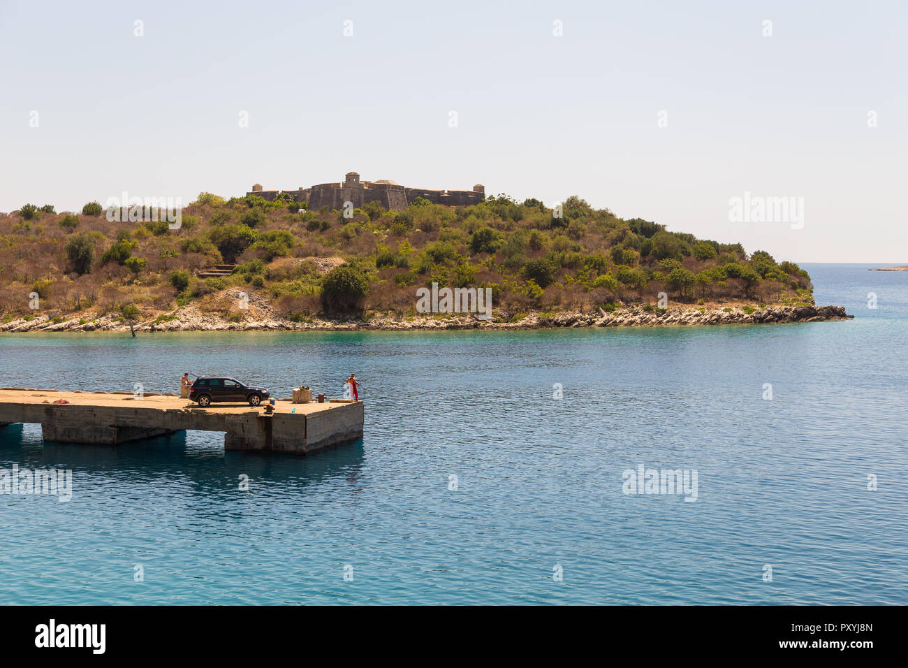 Porto Palermo, Albania- 29 June 2014: View of Ali Pasha Castle in Porto ...