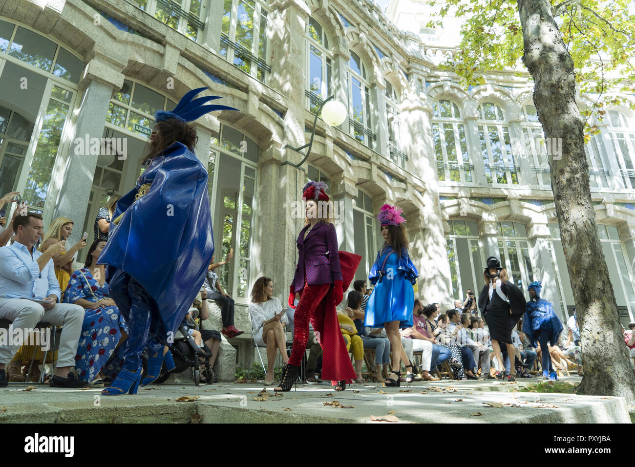 A model shows a design by Manuel Fernandez during a Madrid fashion show ...