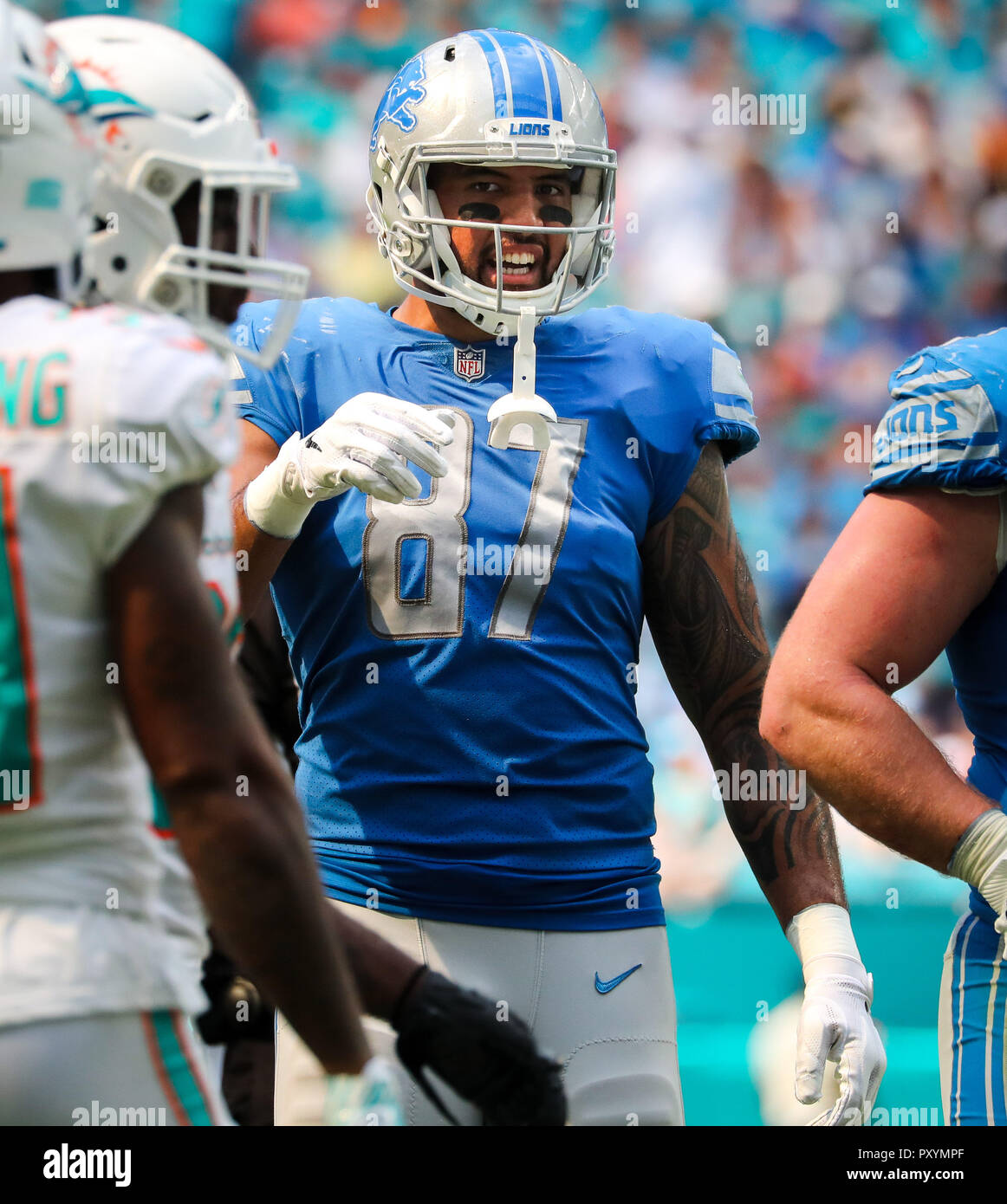 Miami Gardens, Florida, USA. 21st Oct, 2018. Detroit Lions tight end ...
