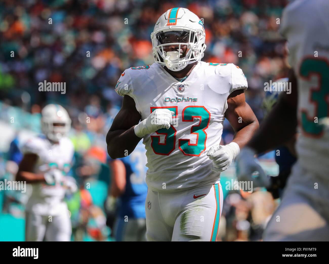 Miami Gardens, Florida, USA. 21st Oct, 2018. Miami Dolphins linebacker ...