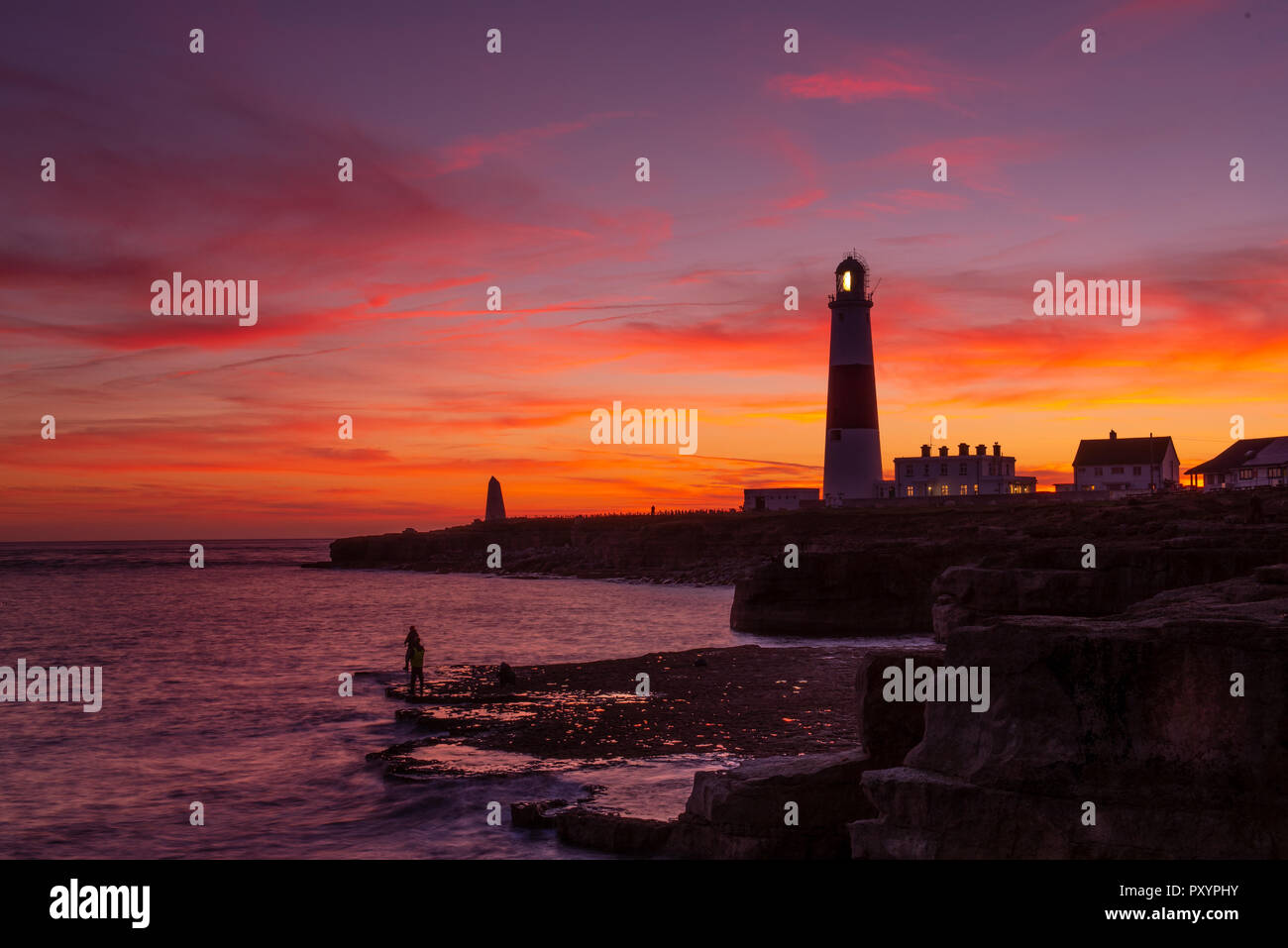 Portland, Dorset, UK. 24th October 2018. UK Weather: Vibrant sunset ...