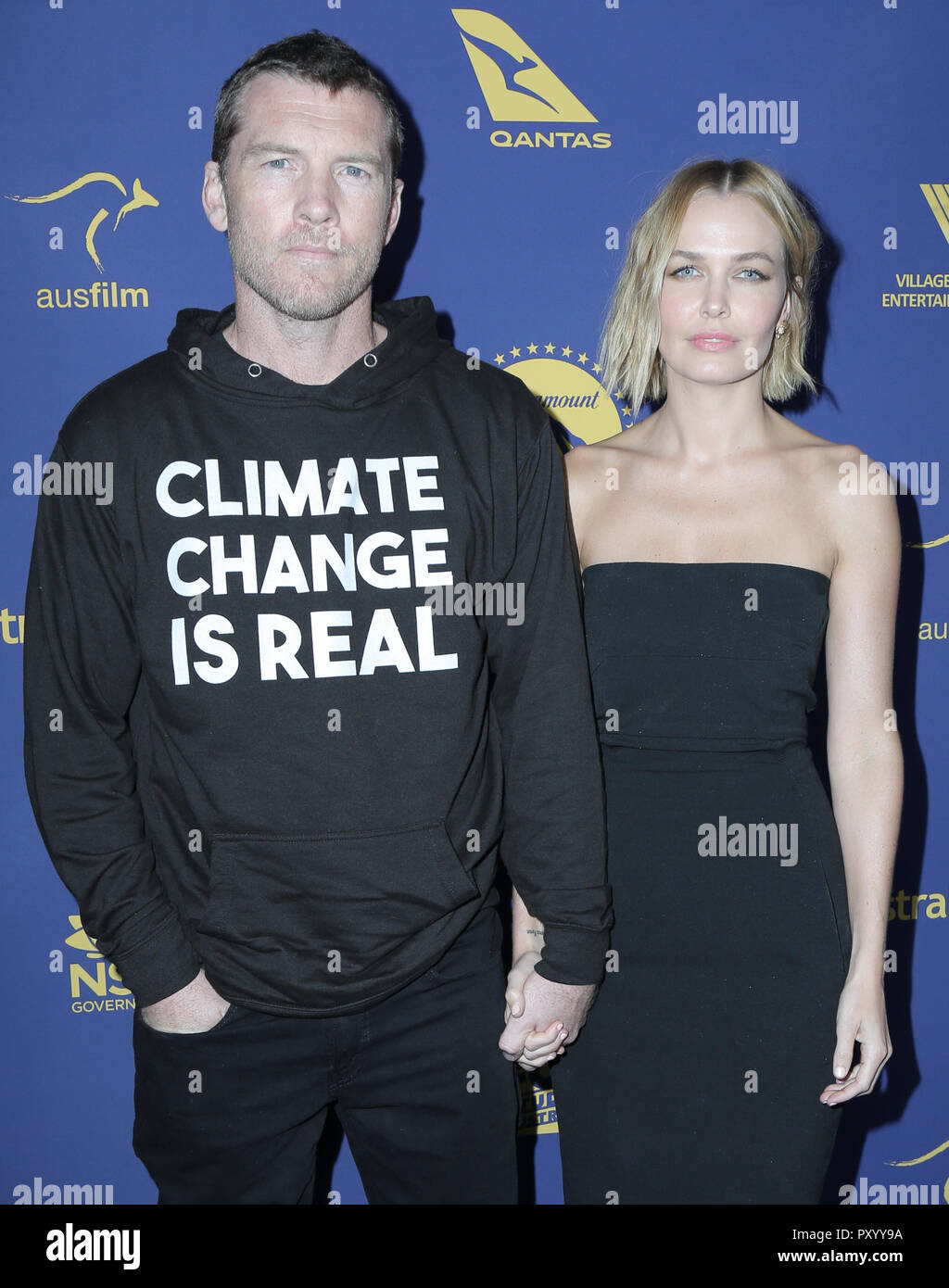 Los Angeles, California, USA. 24th October, 2018. Sam Worthington, Lara ...