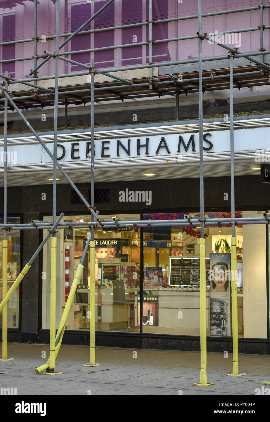 Debenhams department shop sign in a uk high street hi-res stock ...