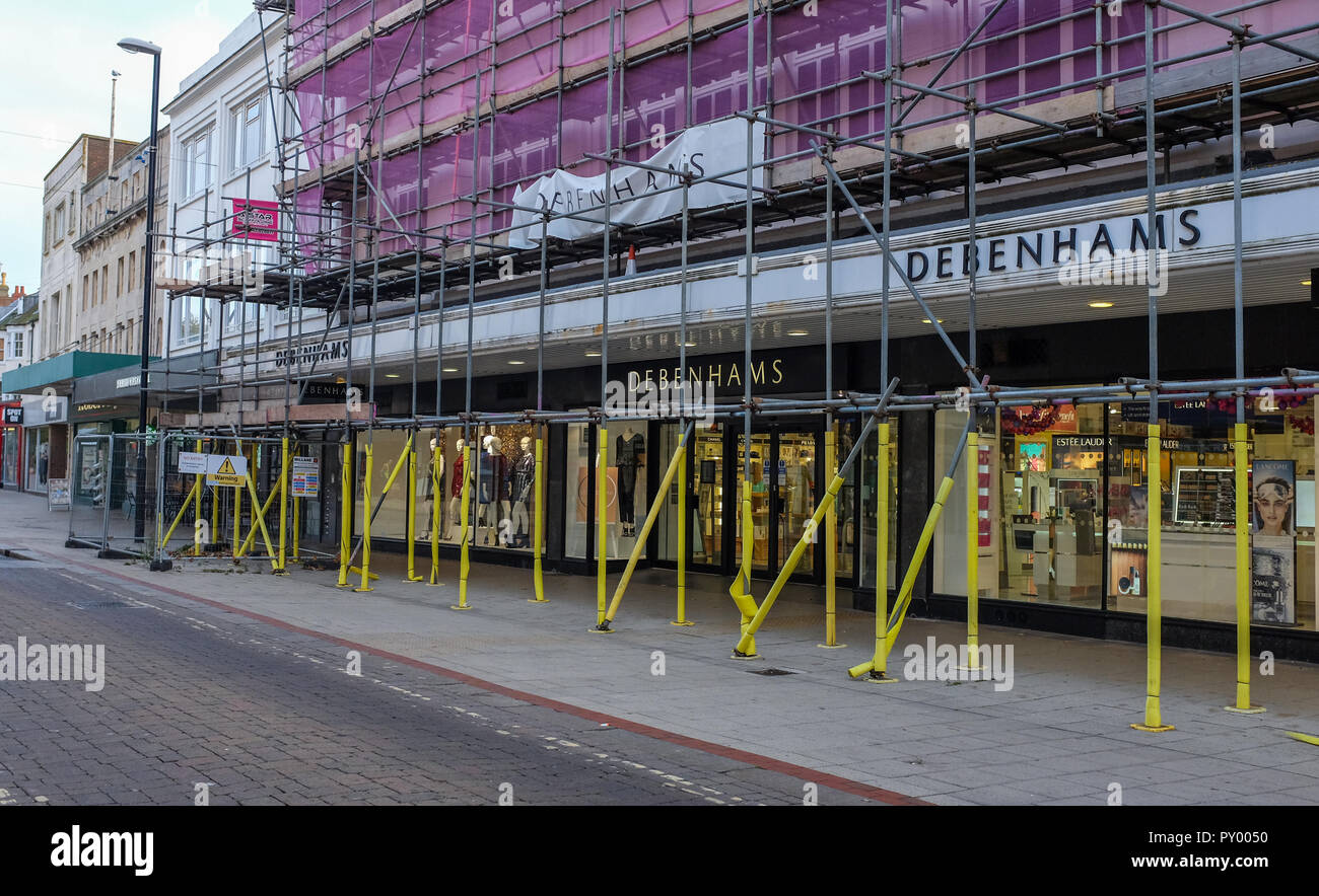 Debenhams department shop sign in a uk high street hi-res stock ...