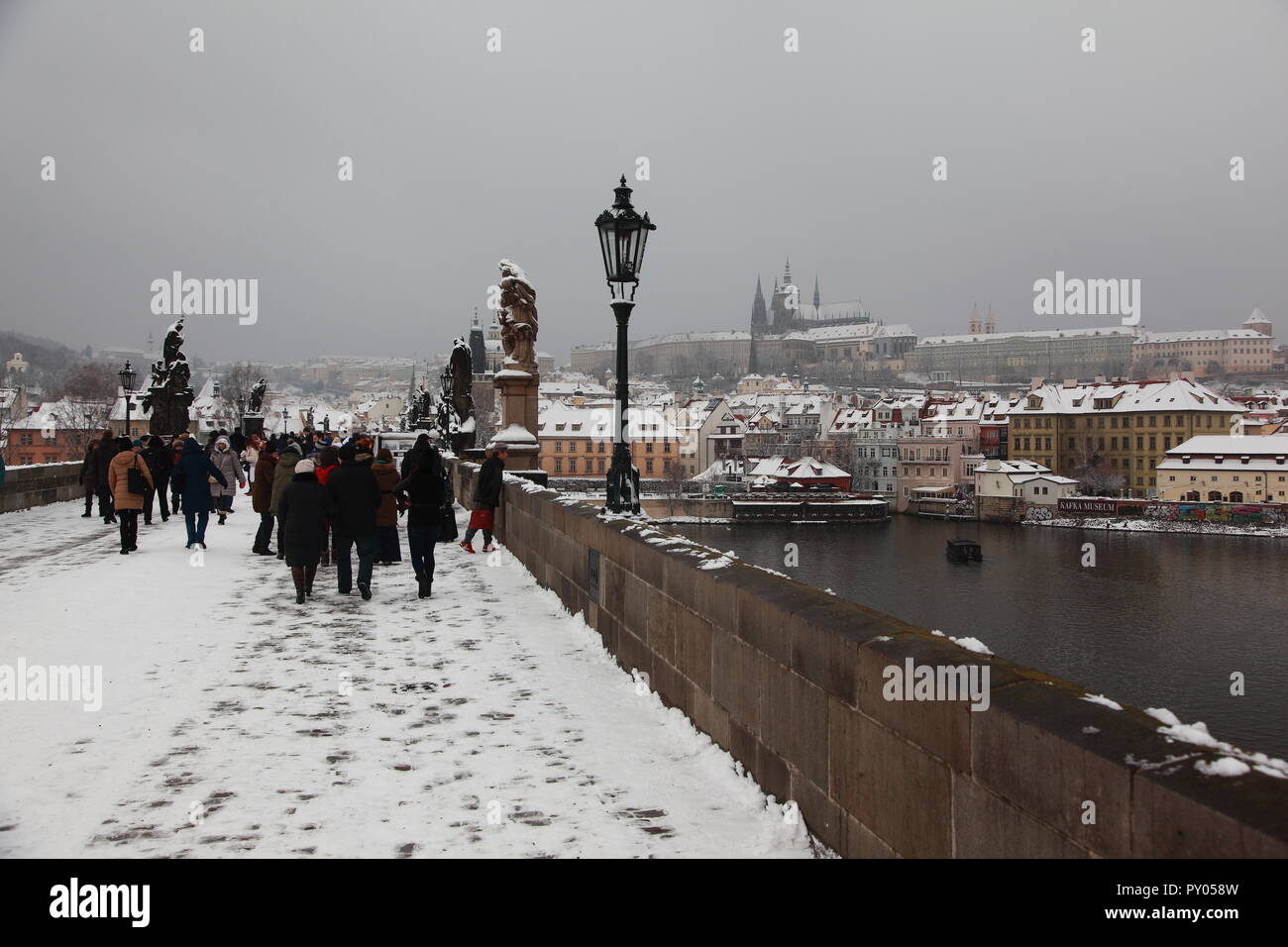 Prague covered with snow Stock Photo - Alamy