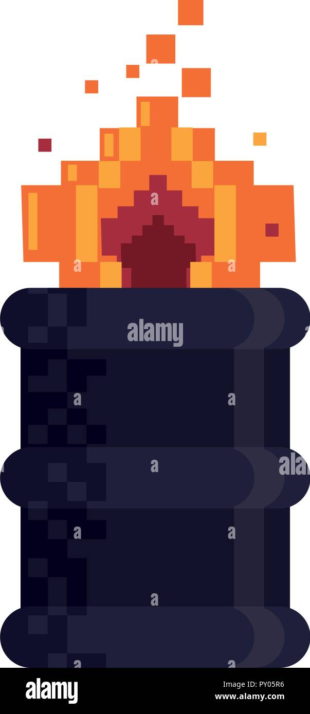Videogame pixelated barrel on fire Stock Vector Image & Art - Alamy