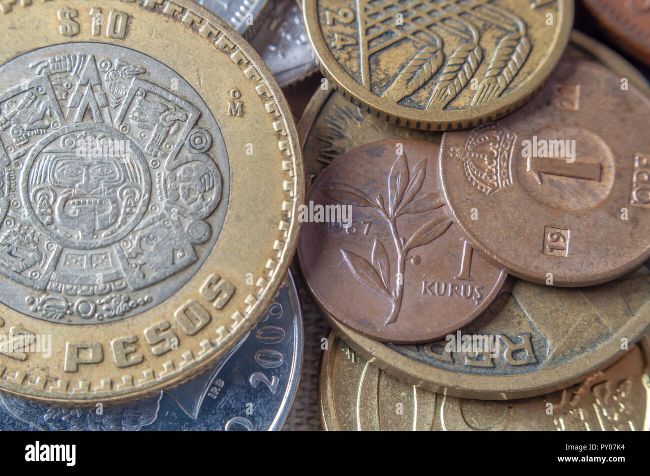 Coins from around the World Stock Photo - Alamy