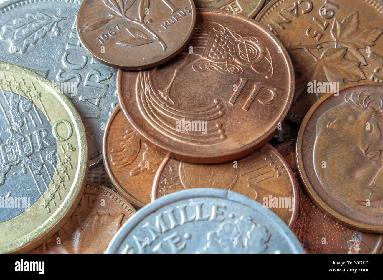 Coins from around the World Stock Photo - Alamy