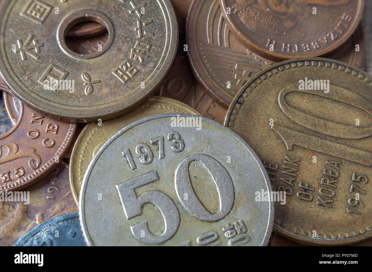 Coins from around the World Stock Photo - Alamy