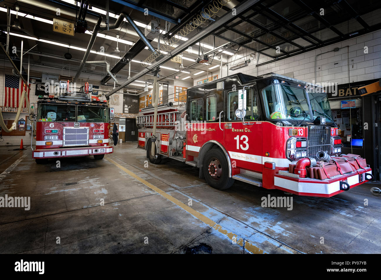 CHICAGO, ILLINOIS, USA - OCTOBER 10, 2018: The fireman's clothes by the ...