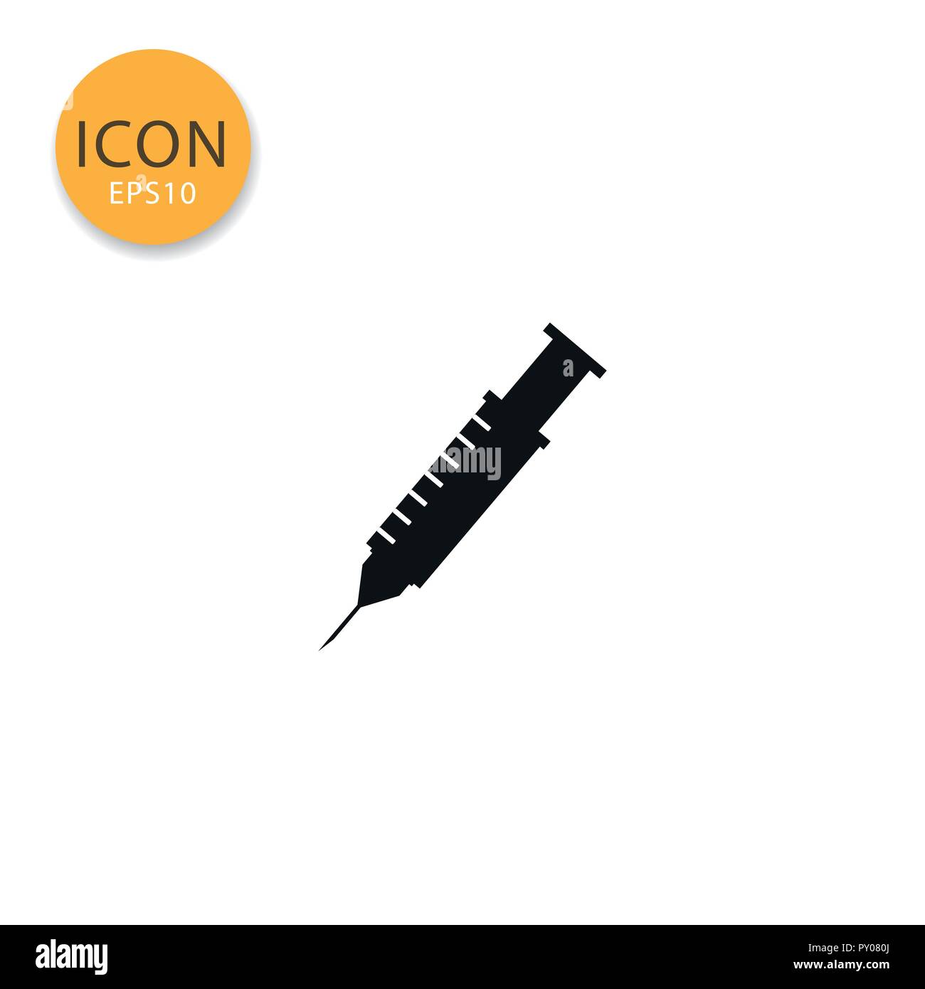 Injection syringe icon flat style in black color vector illustration on ...