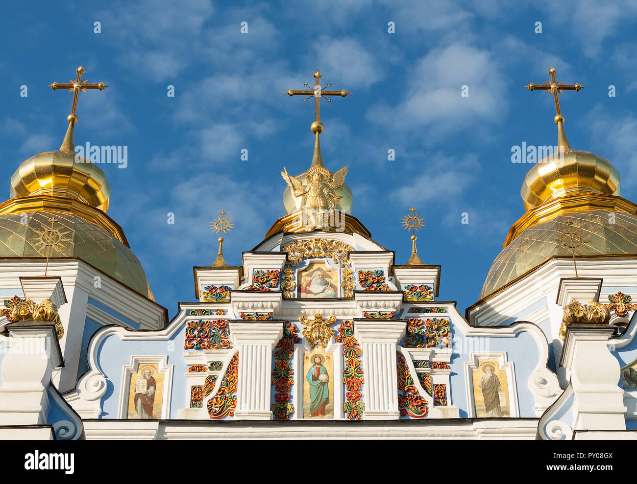 Statue of the Archangel Michael over the entrance to St. Michael's ...