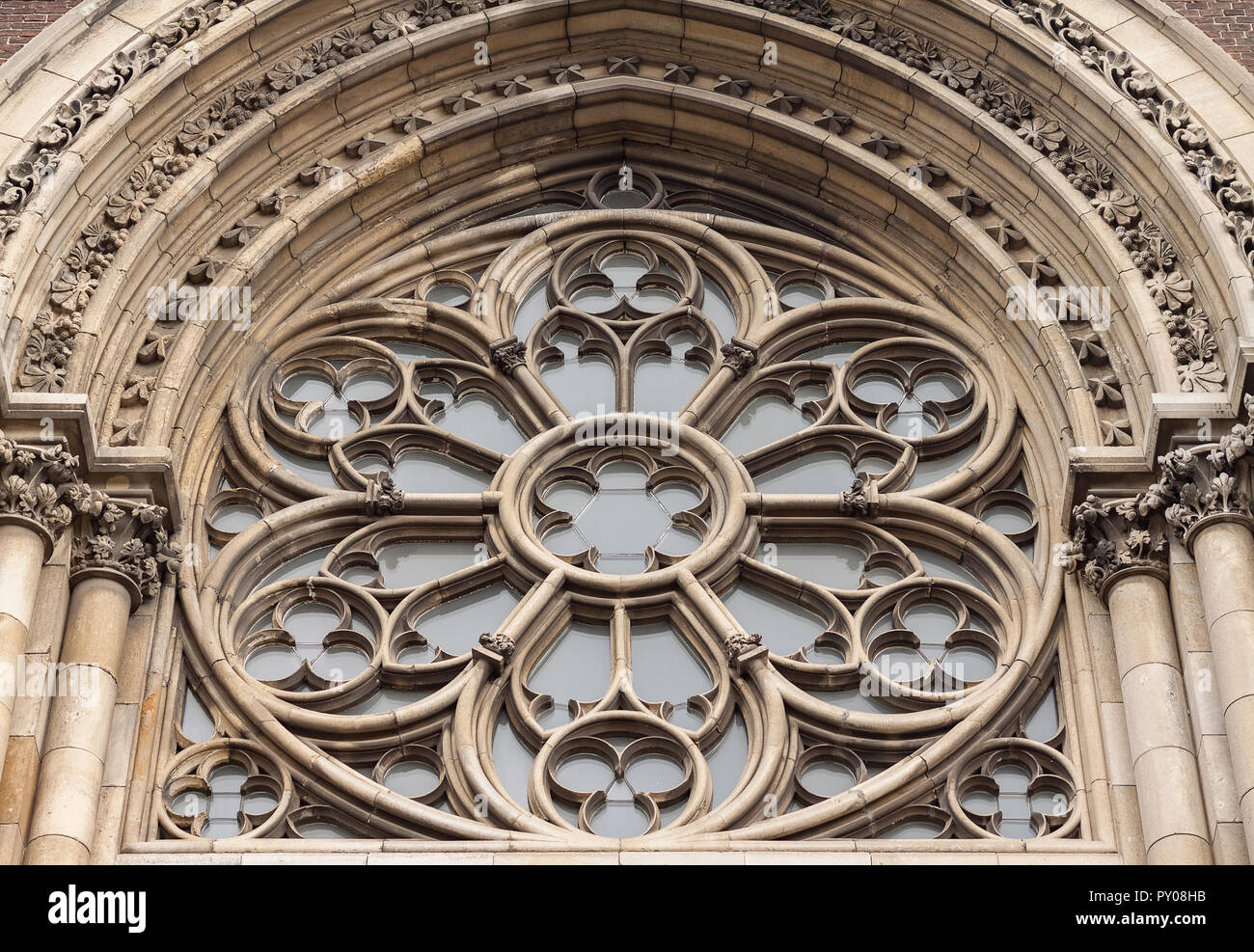 Rose Window In Neo Gothic Style The Tower Of The Church Of Saints Olga