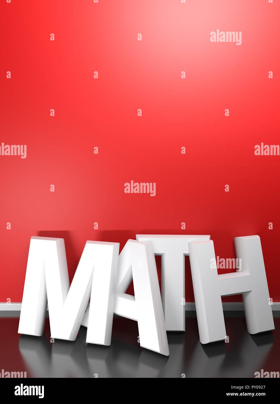 MATH 3D white write at red wall - 3D rendering Stock Photo - Alamy