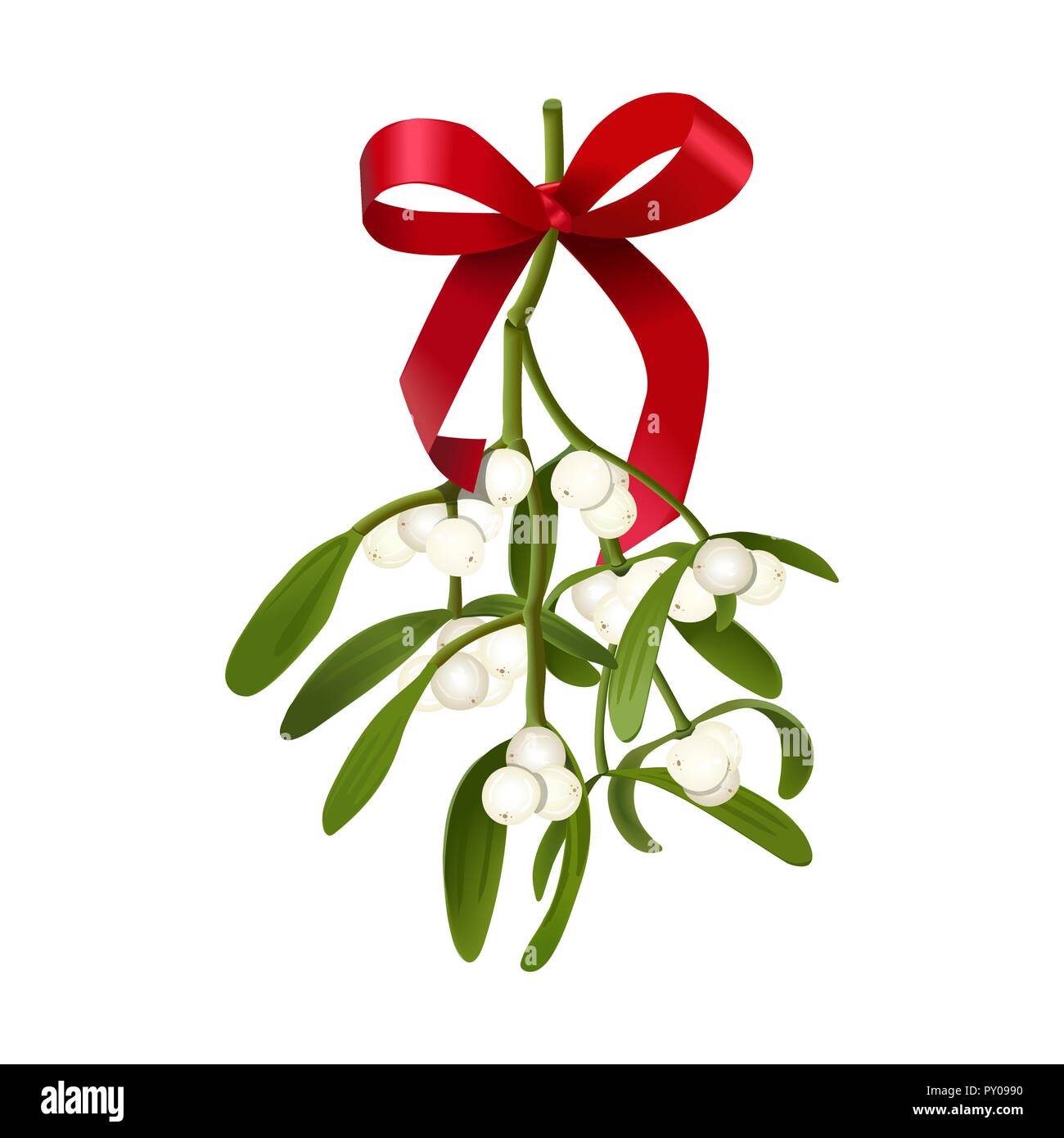 Mistletoe red ribbon on Stock Vector Images - Alamy