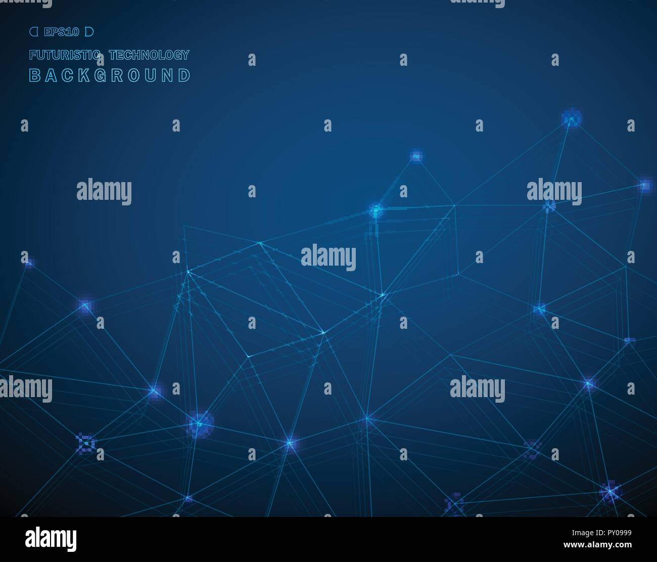 Abstract of techonology background in blue glowing line digital ...