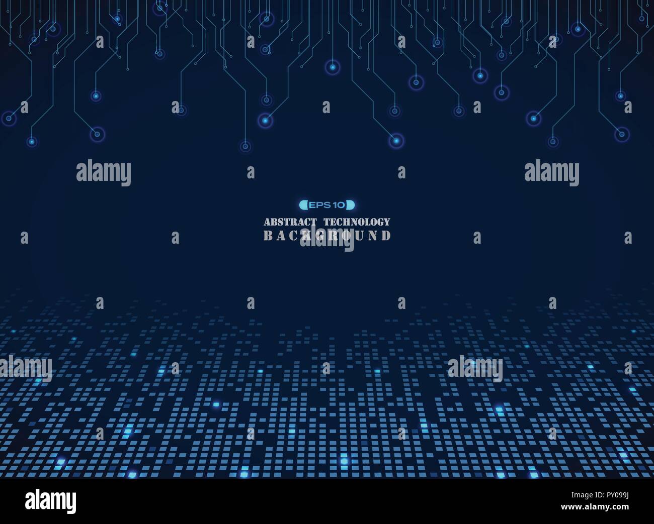 Futuristic techonology of blue square electronics pattern background ...