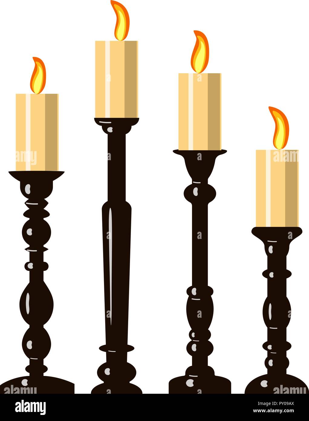 Candles with candle sticks realistic 3d set isolated on transparent ...