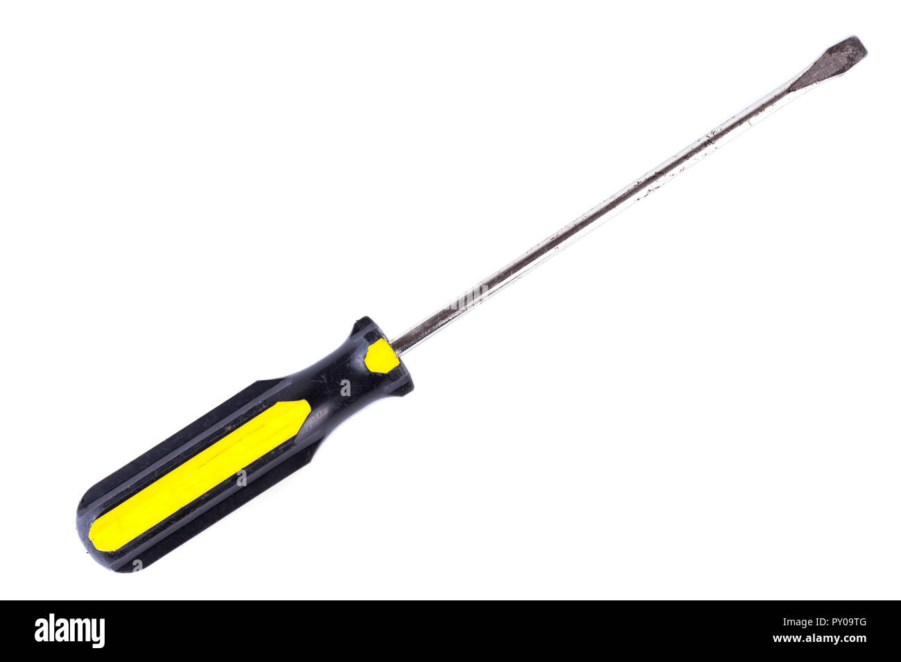 Used scratched flathead screwdriver isolated on white background Stock ...