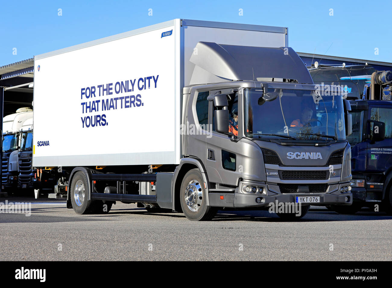 Lieto, Finland - October 19, 2018: Scania L280 truck with Low entry cab ...