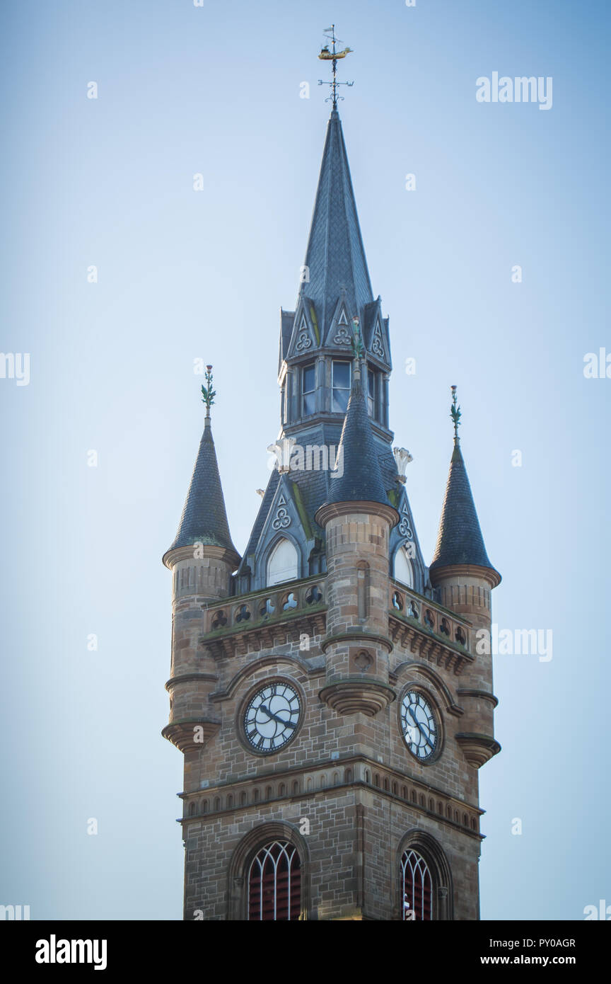 Close up of the Renfrew Town Hall clock tower Stock Photo - Alamy