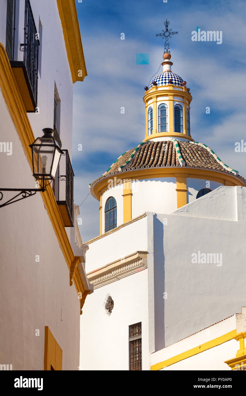 Traditional yellow and white architecture in the Seville, Spain Stock ...