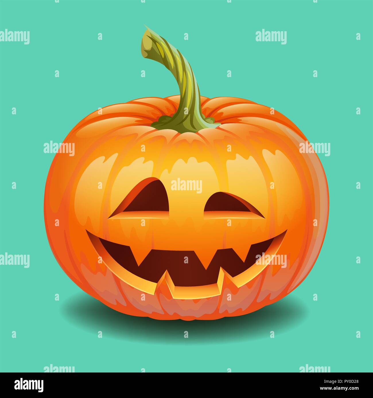 Halloween pumpkin face - creepy smile Jack o lantern Stock Vector Image ...