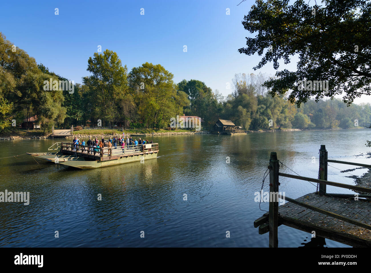 Izakovci: river Mura, old ancient ship mill, ferry in , Prekmurje ...