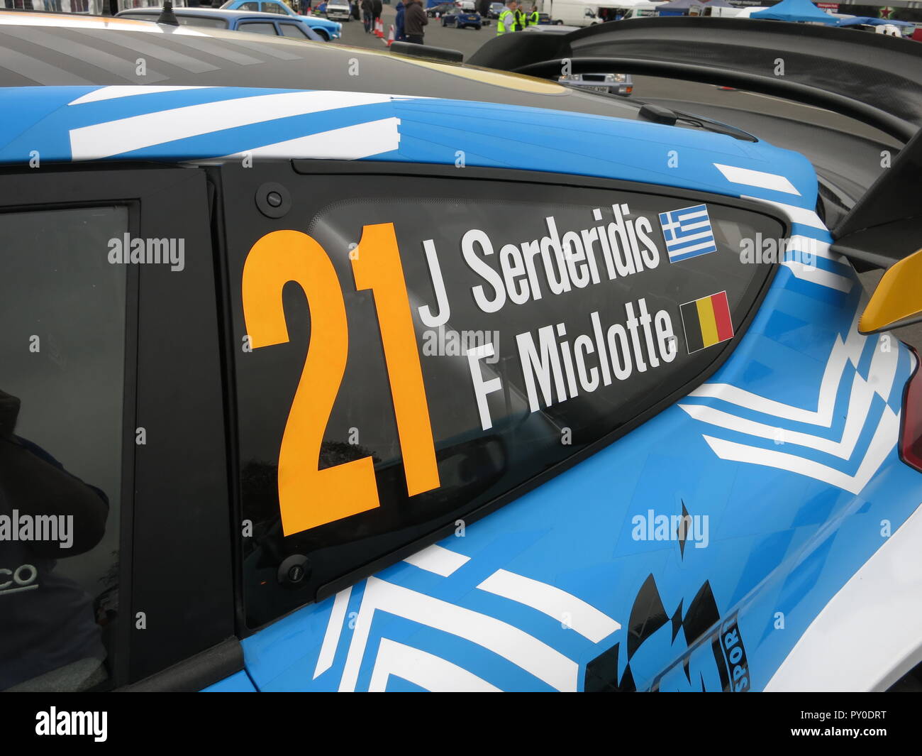 Ford fiesta RS WRC rally car shown at donnington park race circuit at ...